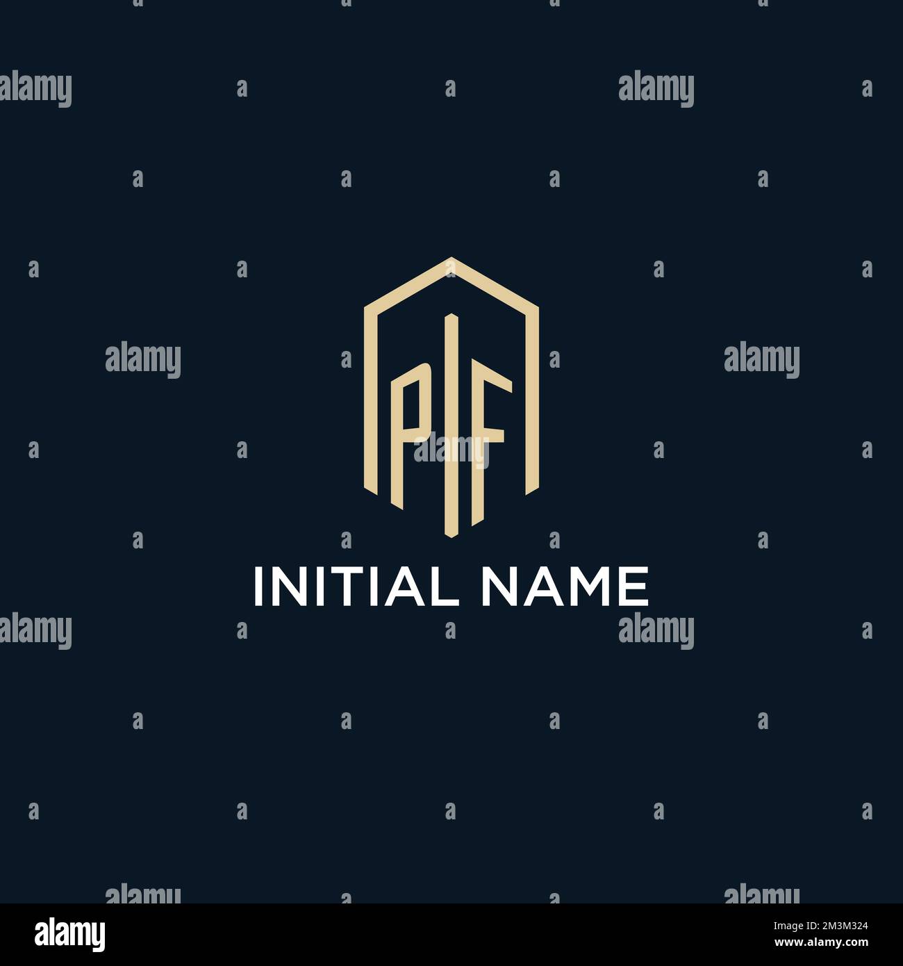 PF initial monogram logo with hexagonal shape style, real estate logo ...