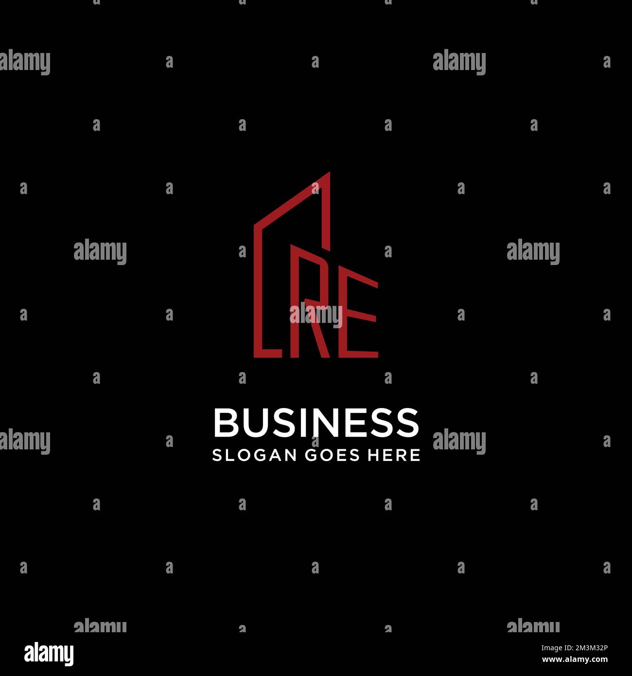 RE initial monogram with building logo design ideas Stock Vector Image ...