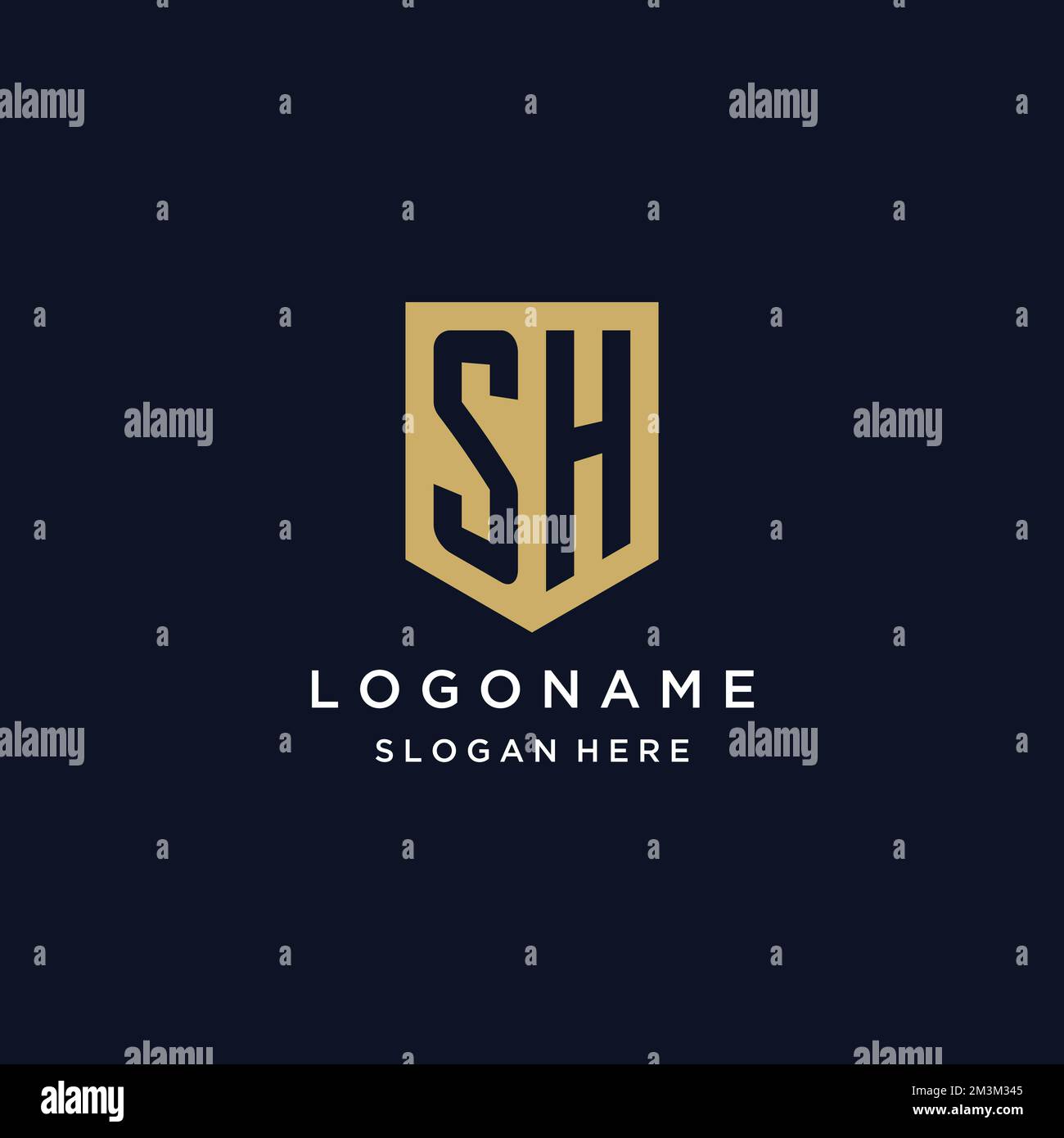 SH monogram initials logo design with shield icon template Stock Vector ...