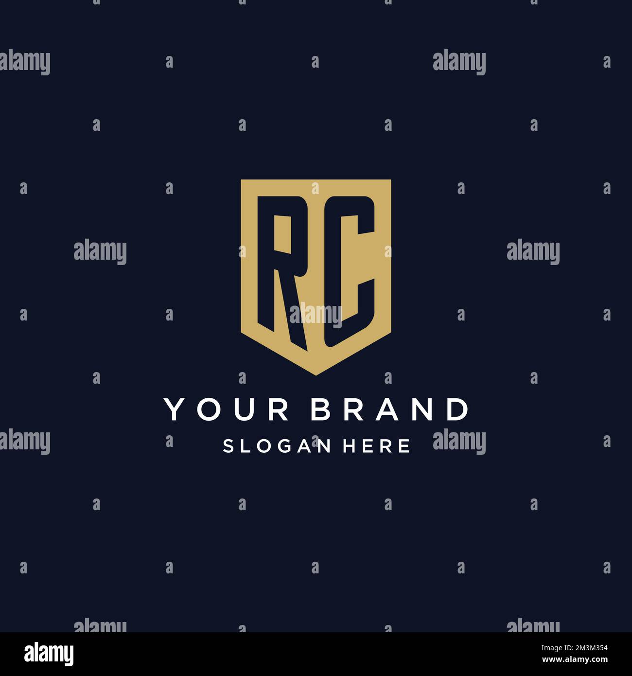 Rc Monogram Initials Logo Design With Shield Icon Template Stock Vector Image And Art Alamy