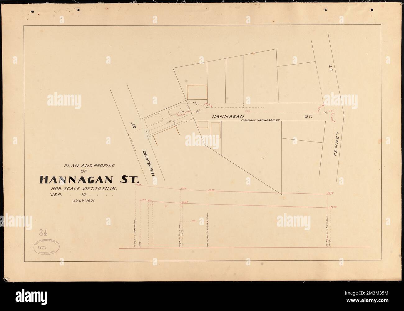 Plan and profile of Hannagan St. , Streets. Lawrence Stock Photo - Alamy