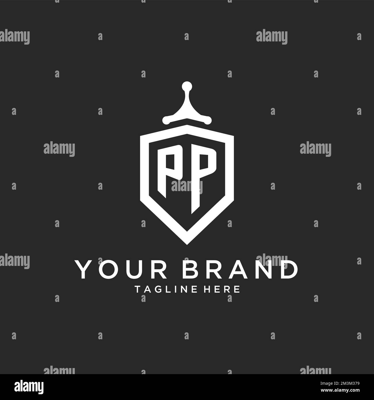 PP monogram logo initial with shield guard shape design ideas Stock ...