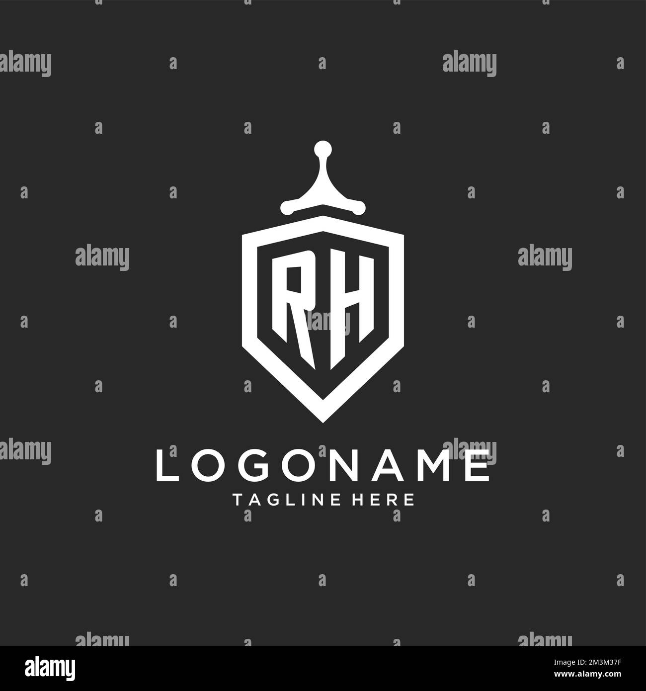 RH monogram logo initial with shield guard shape design ideas Stock ...