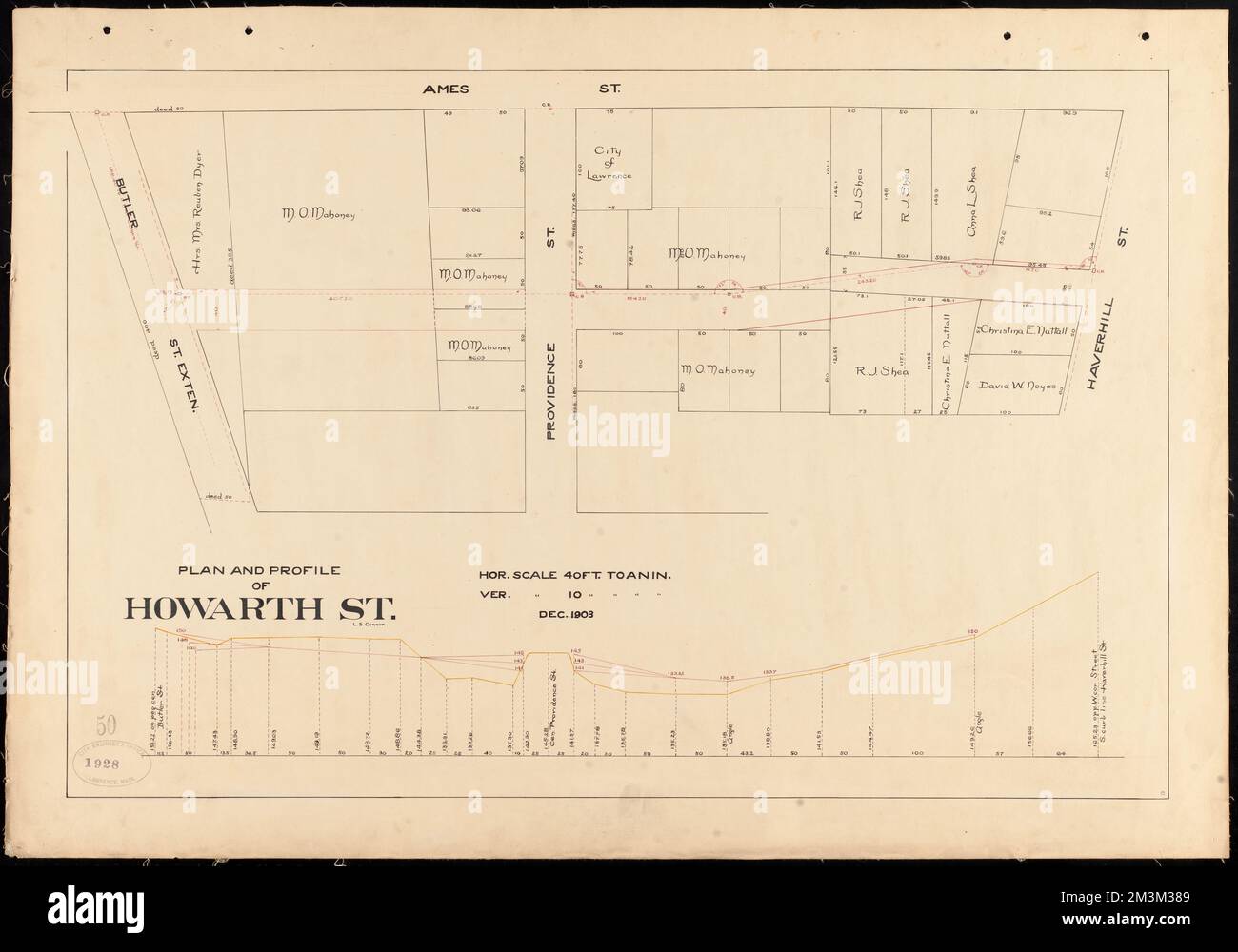 Plan and profile of Howarth St. , Streets. Lawrence Stock Photo - Alamy