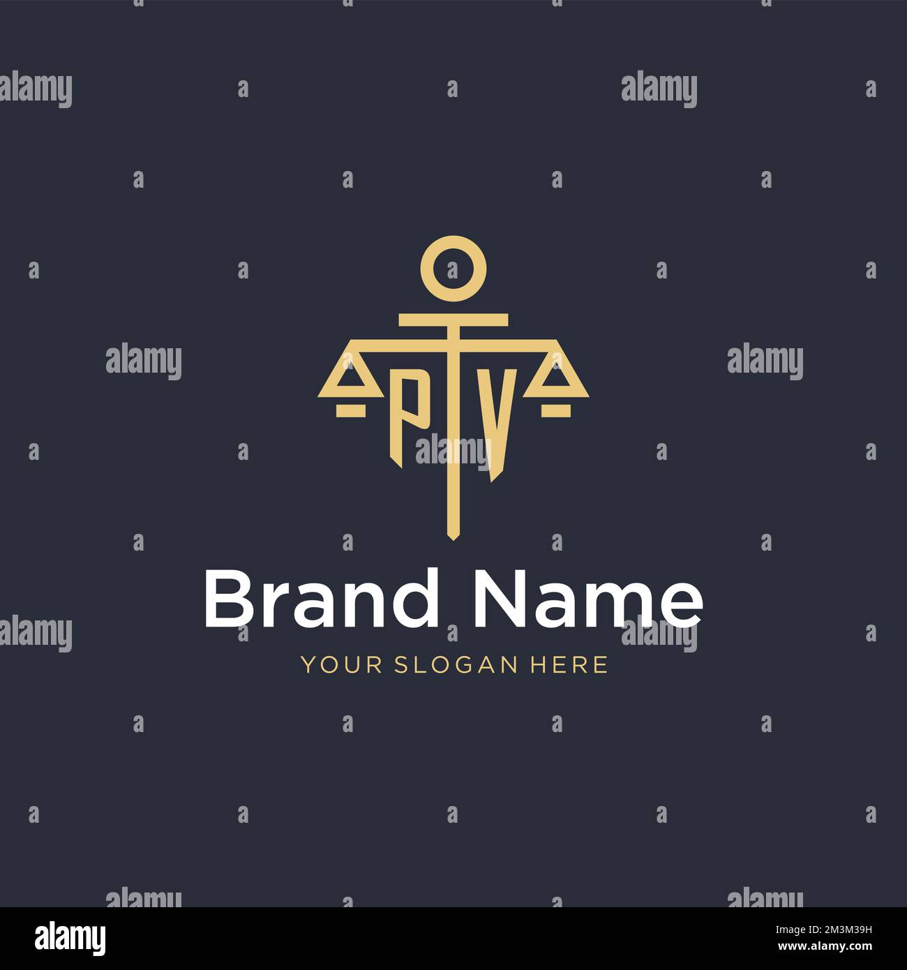 PV initial monogram logo with scale and pillar style design ideas Stock ...