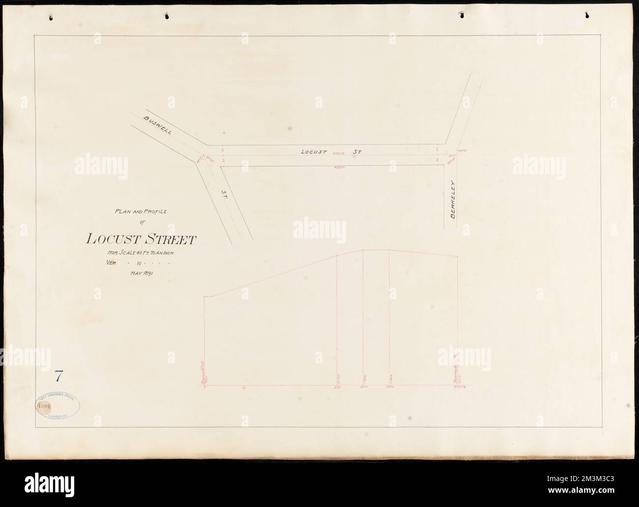 Plan and profile of Locust Street , Streets. Lawrence Stock Photo - Alamy