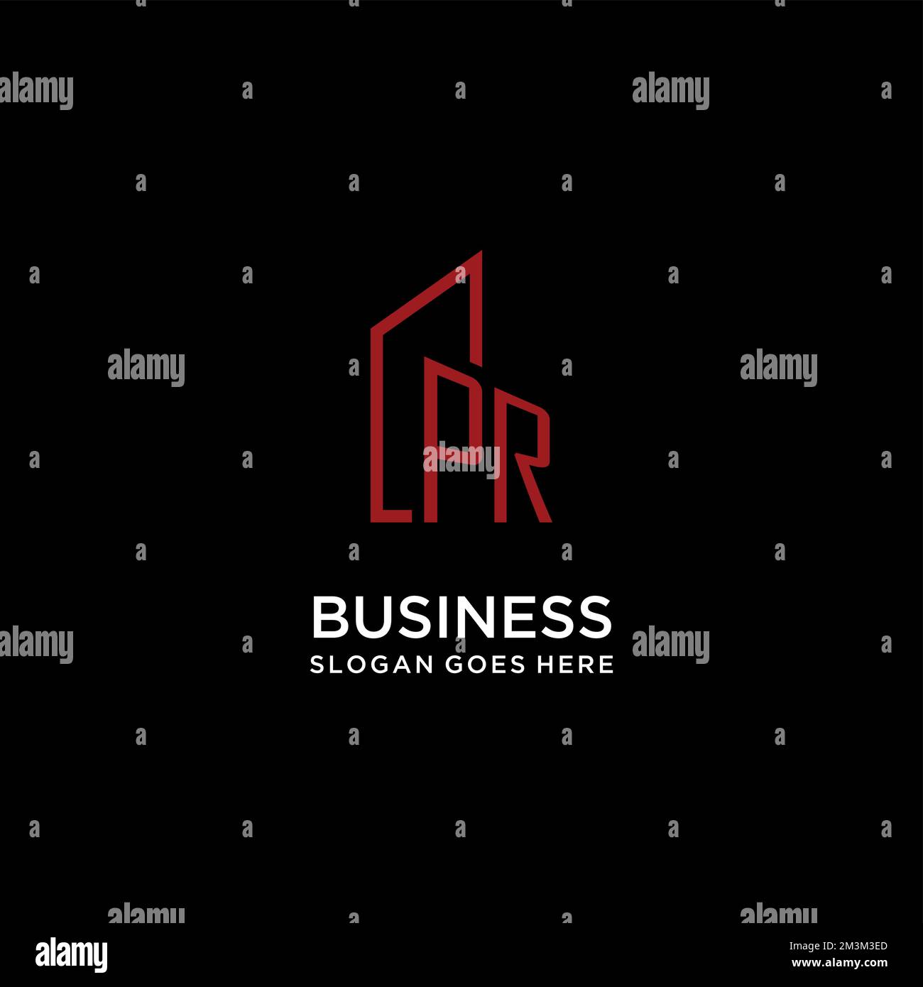 PR initial monogram with building logo design ideas Stock Vector Image ...