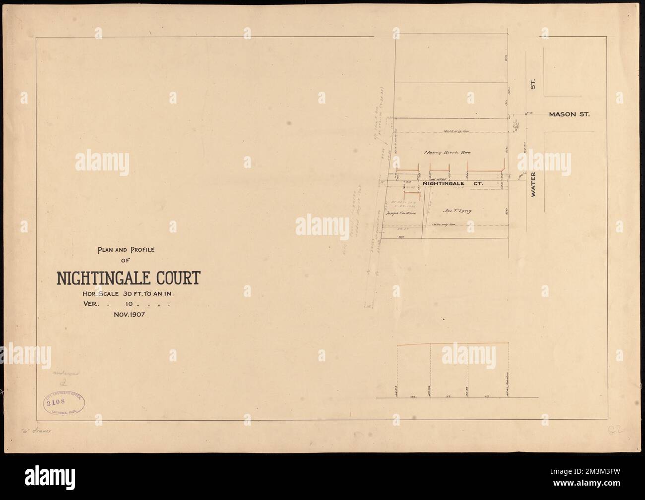 Plan and profile of Nightingale Court , Streets. Lawrence Stock Photo ...
