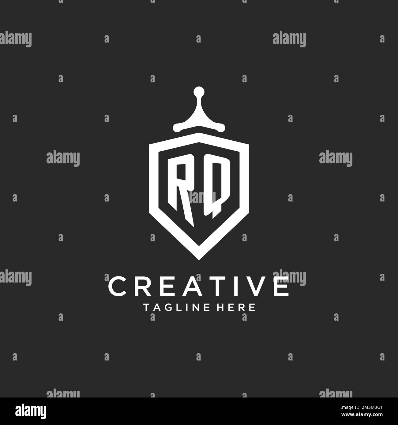 RQ monogram logo initial with shield guard shape design ideas Stock ...