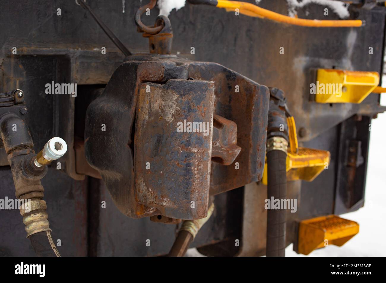 A coupler on a BNSF American Hoist & Derrick Co., Model 840 DE, 40-50 ...