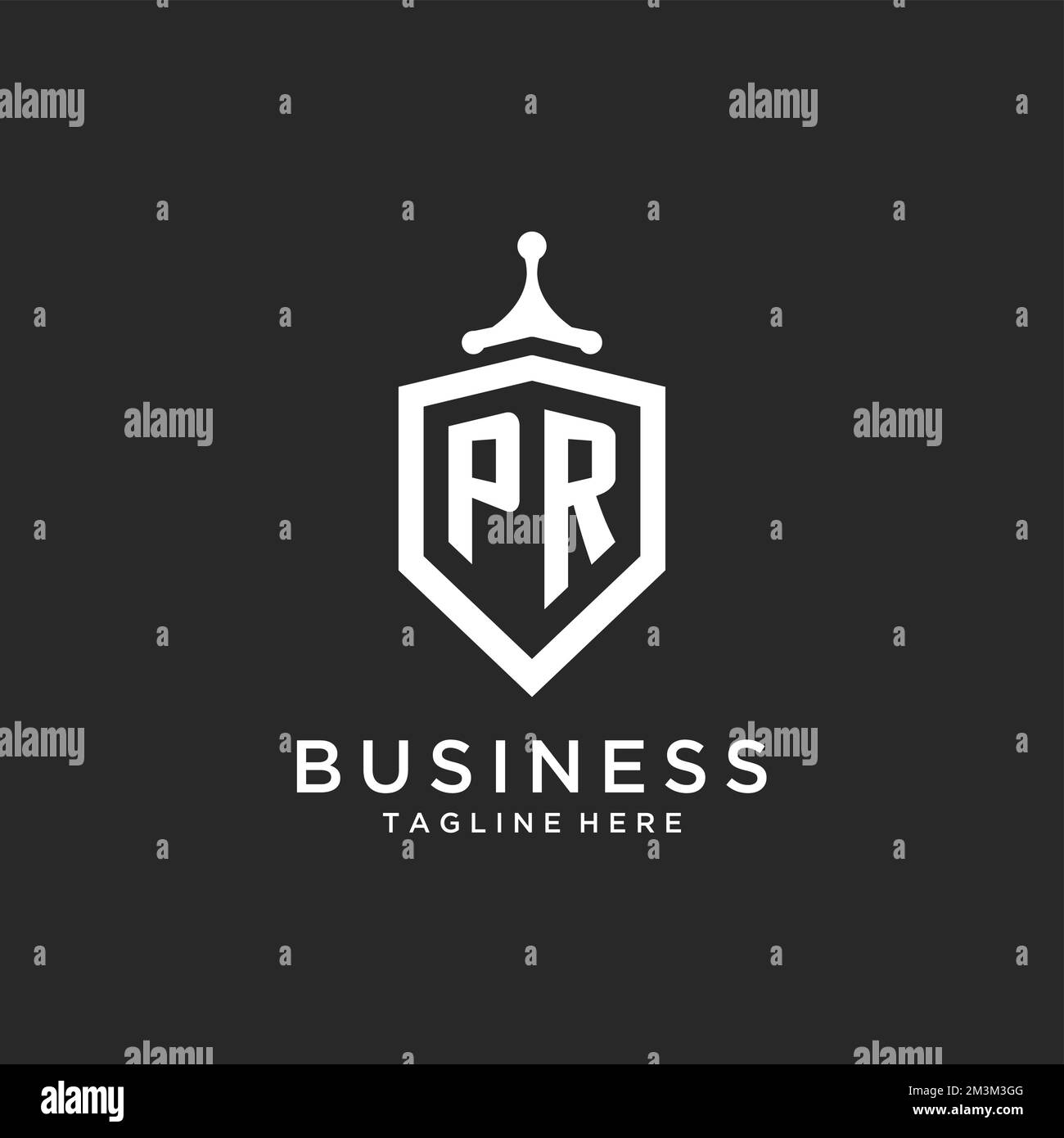 PR monogram logo initial with shield guard shape design ideas Stock ...