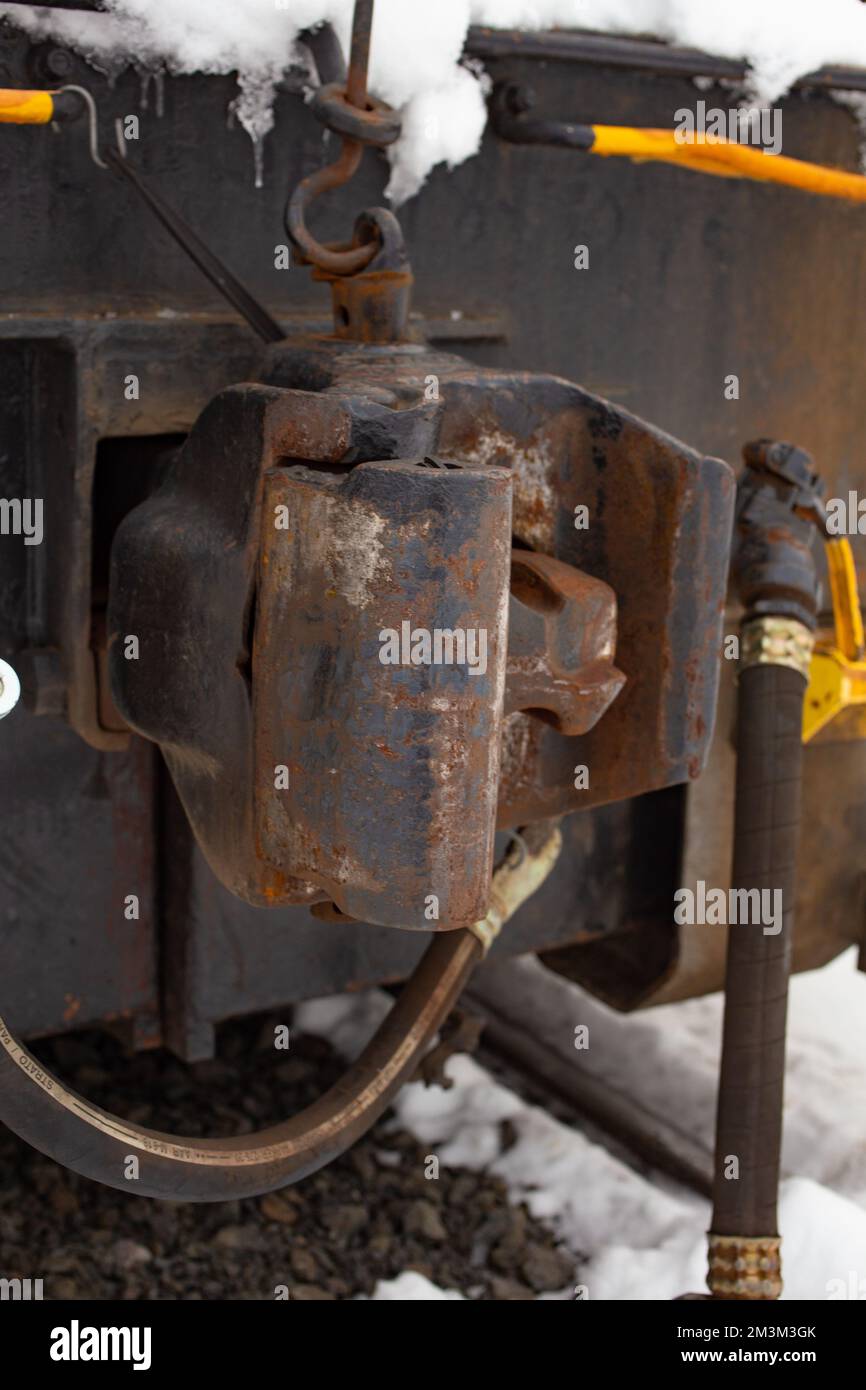 A coupler on a BNSF American Hoist & Derrick Co., Model 840 DE, 40-50 ...