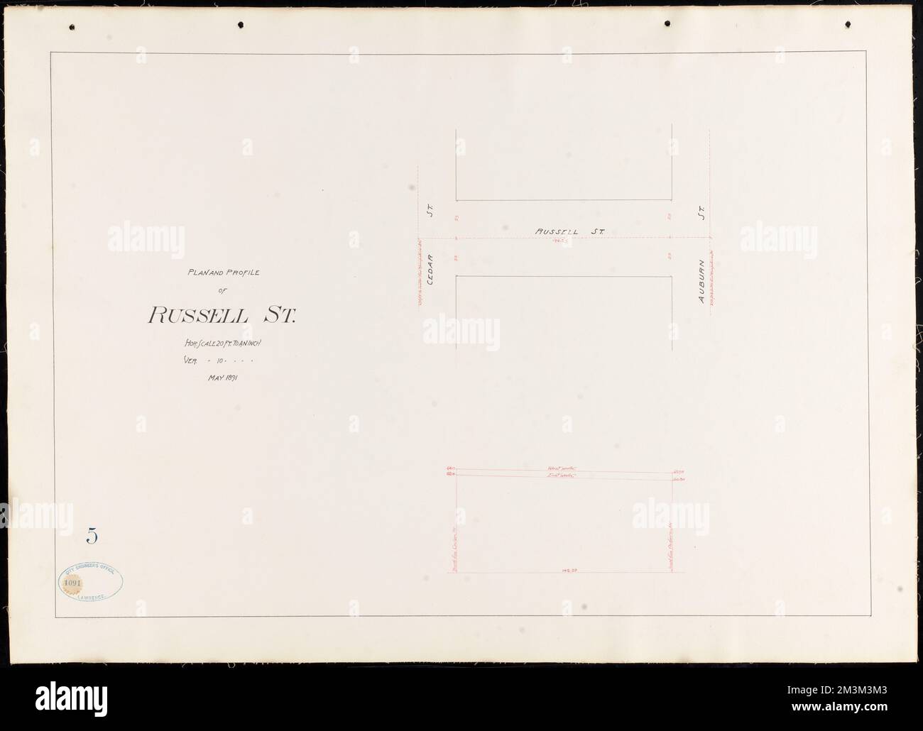 Plan and profile of Russell St. , Streets. Lawrence Stock Photo - Alamy