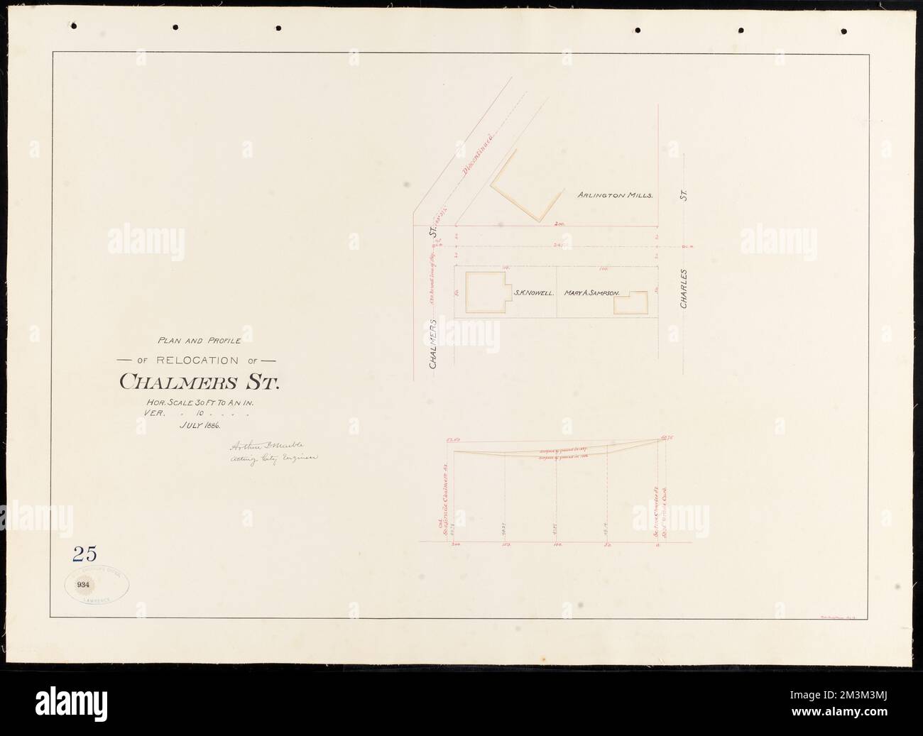 Plan and profile of relocation of Chalmers St. , Streets. Lawrence ...