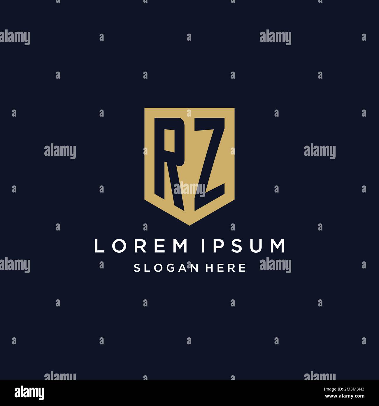 RZ monogram initials logo design with shield icon template Stock Vector ...