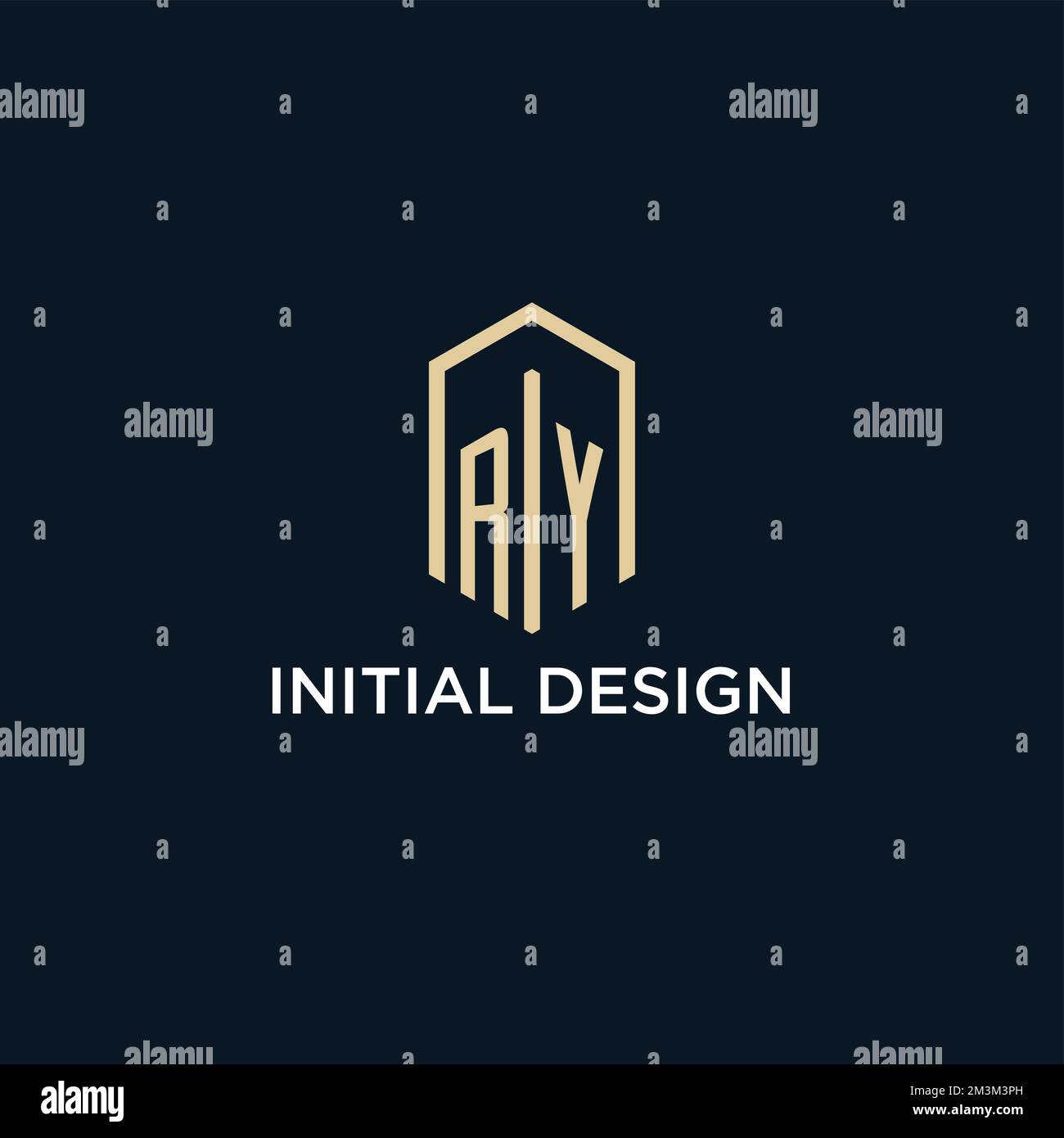 RY initial monogram logo with hexagonal shape style, real estate logo ...