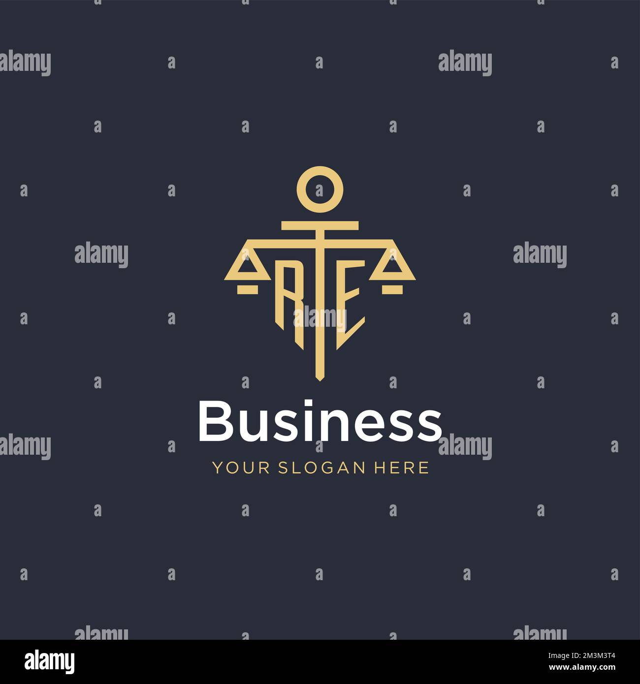RE initial monogram logo with scale and pillar style design ideas Stock ...