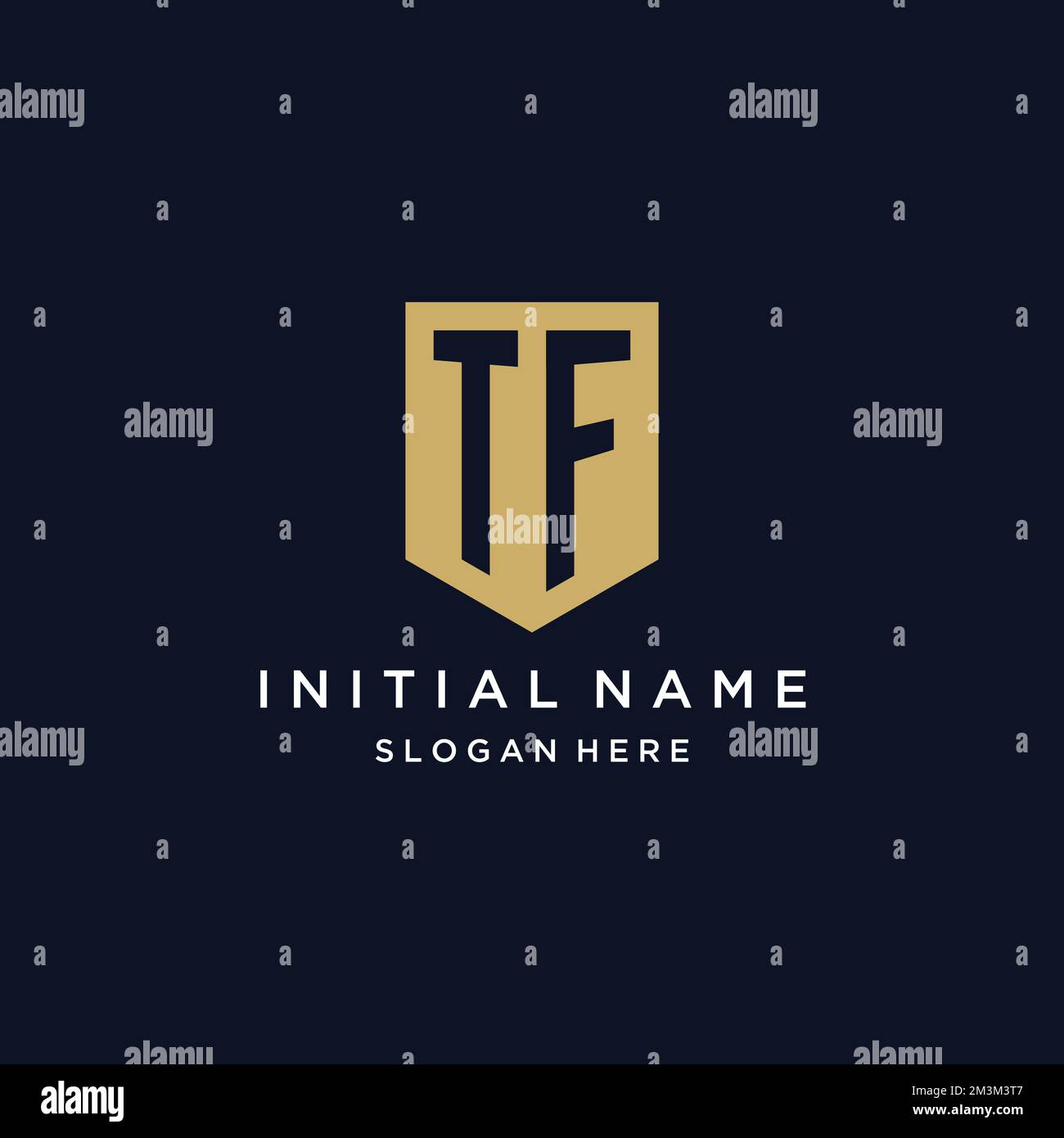 Tf Monogram Initials Logo Design With Shield Icon Template Stock Vector
