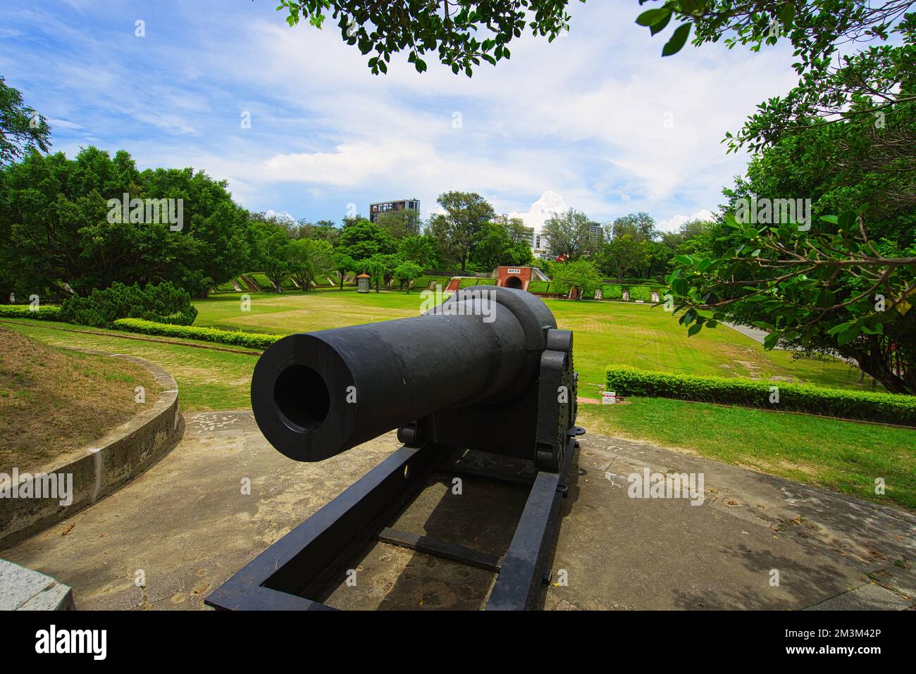 Old cannons. Eternal Golden Fort in the beautiful red brick tunnel ...