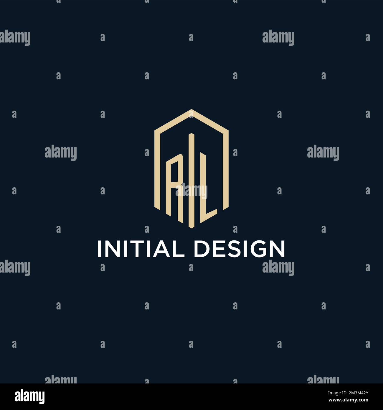 RL initial monogram logo with hexagonal shape style, real estate logo ...
