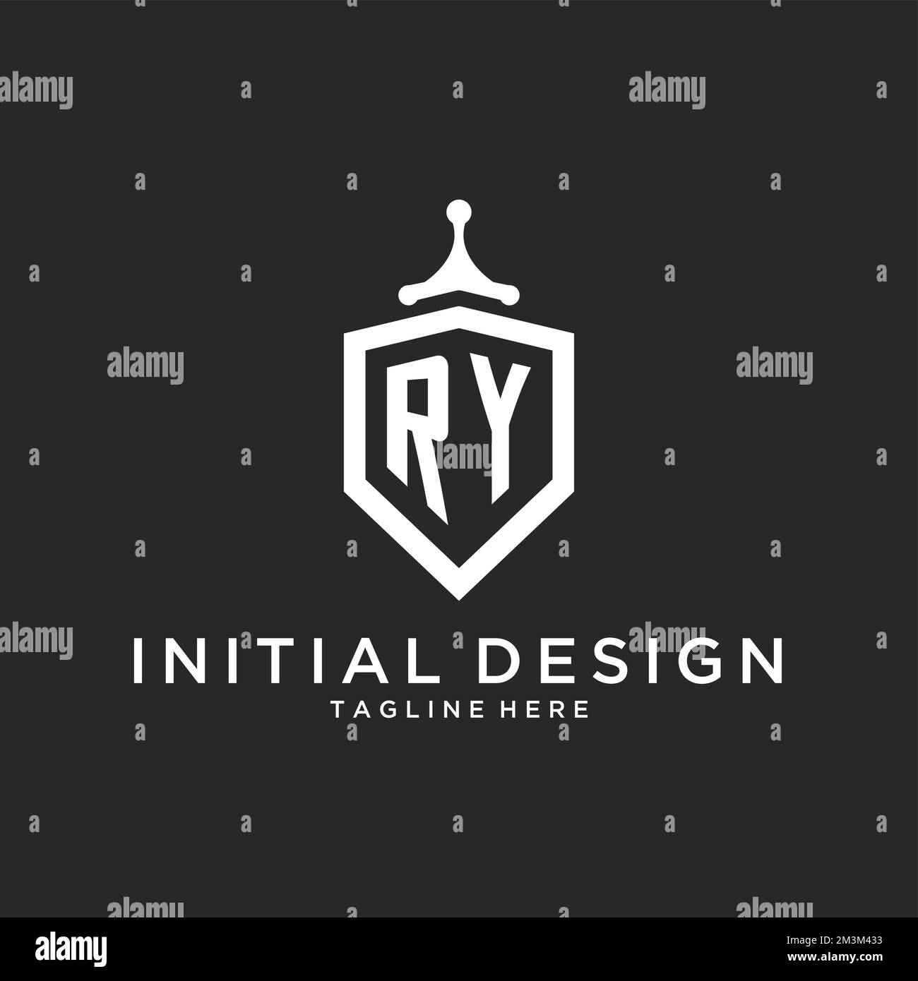 RY monogram logo initial with shield guard shape design ideas Stock ...