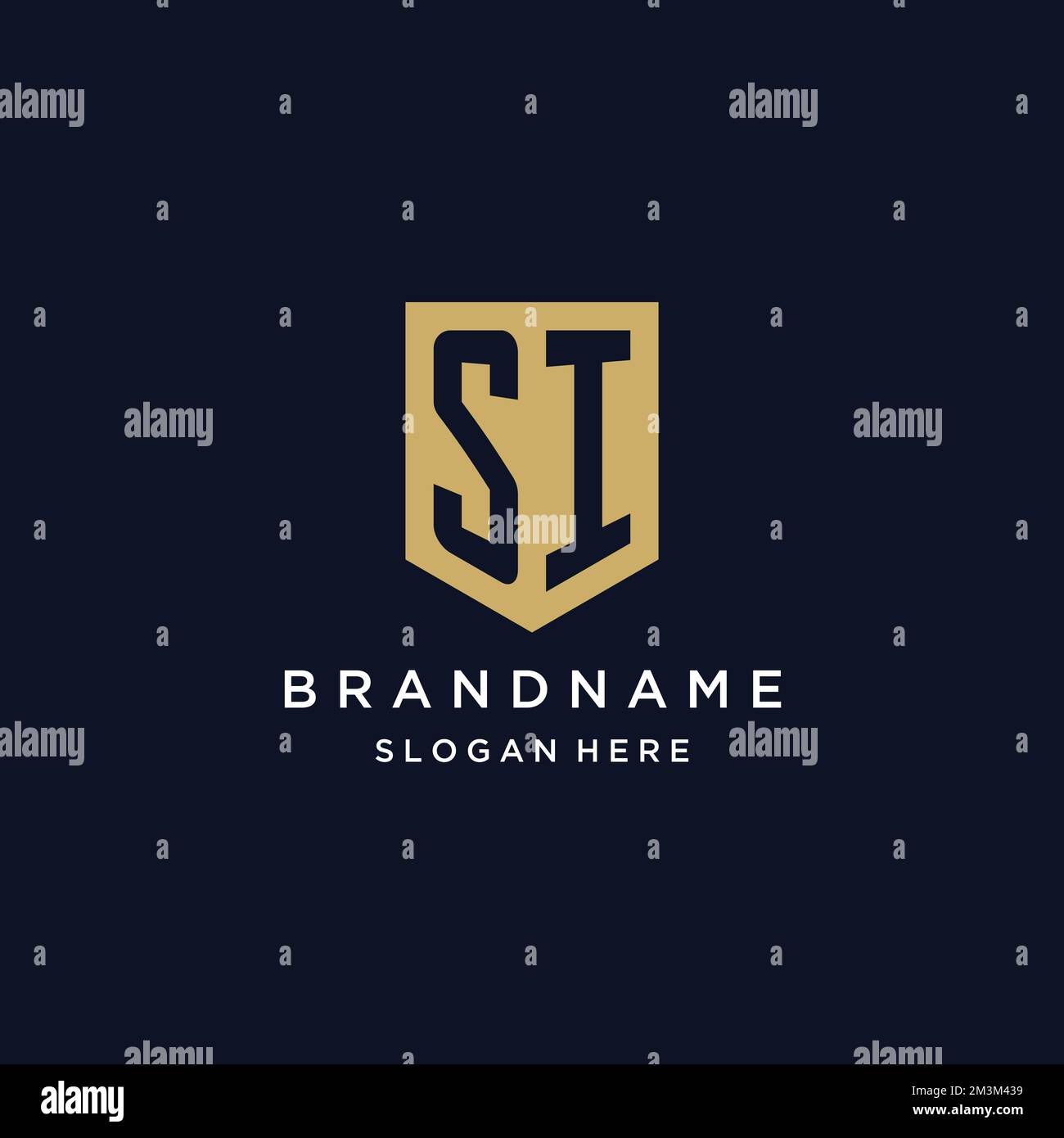SI monogram initials logo design with shield icon template Stock Vector ...