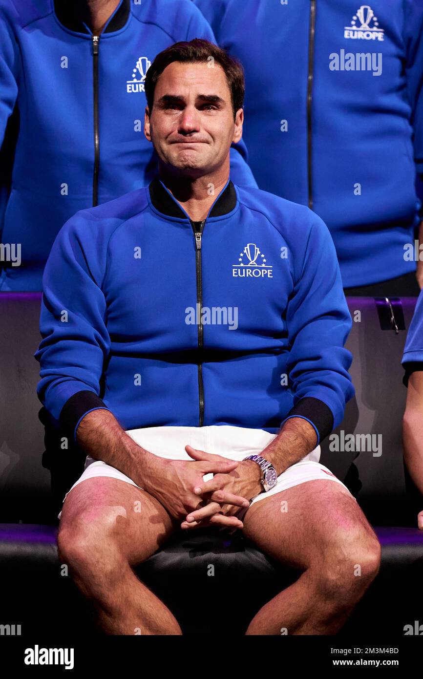 File photo dated 23-09-2022 of Roger Federer reacts after his final ...