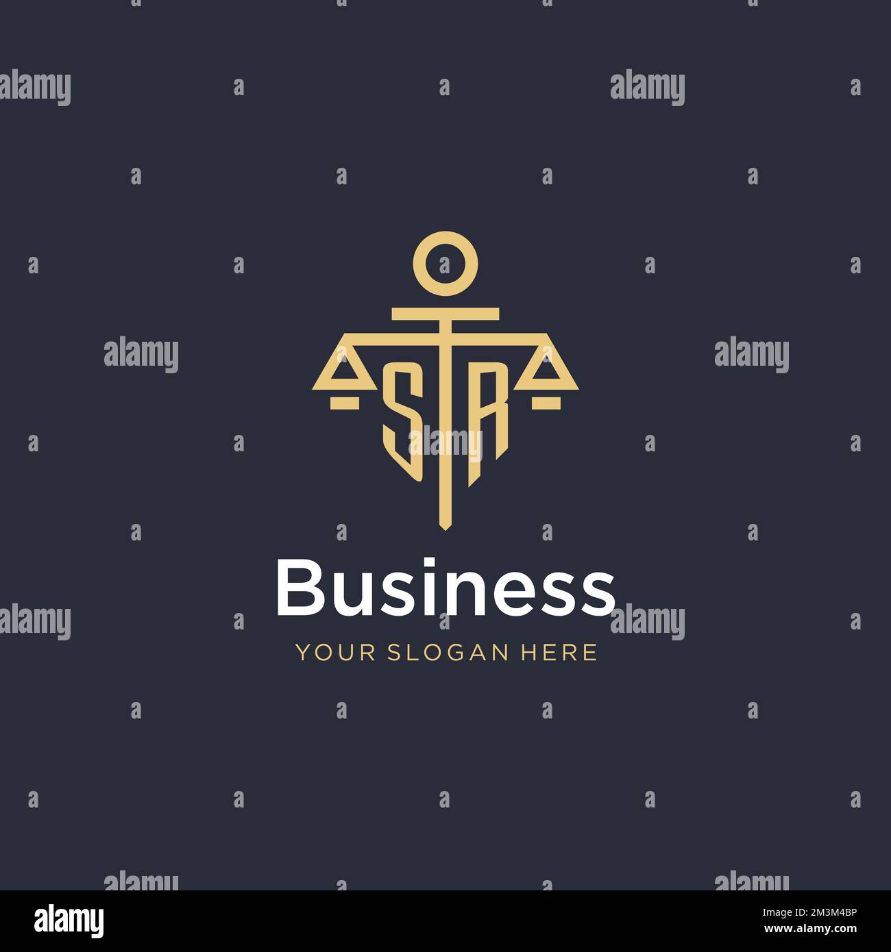 SR initial monogram logo with scale and pillar style design ideas Stock ...