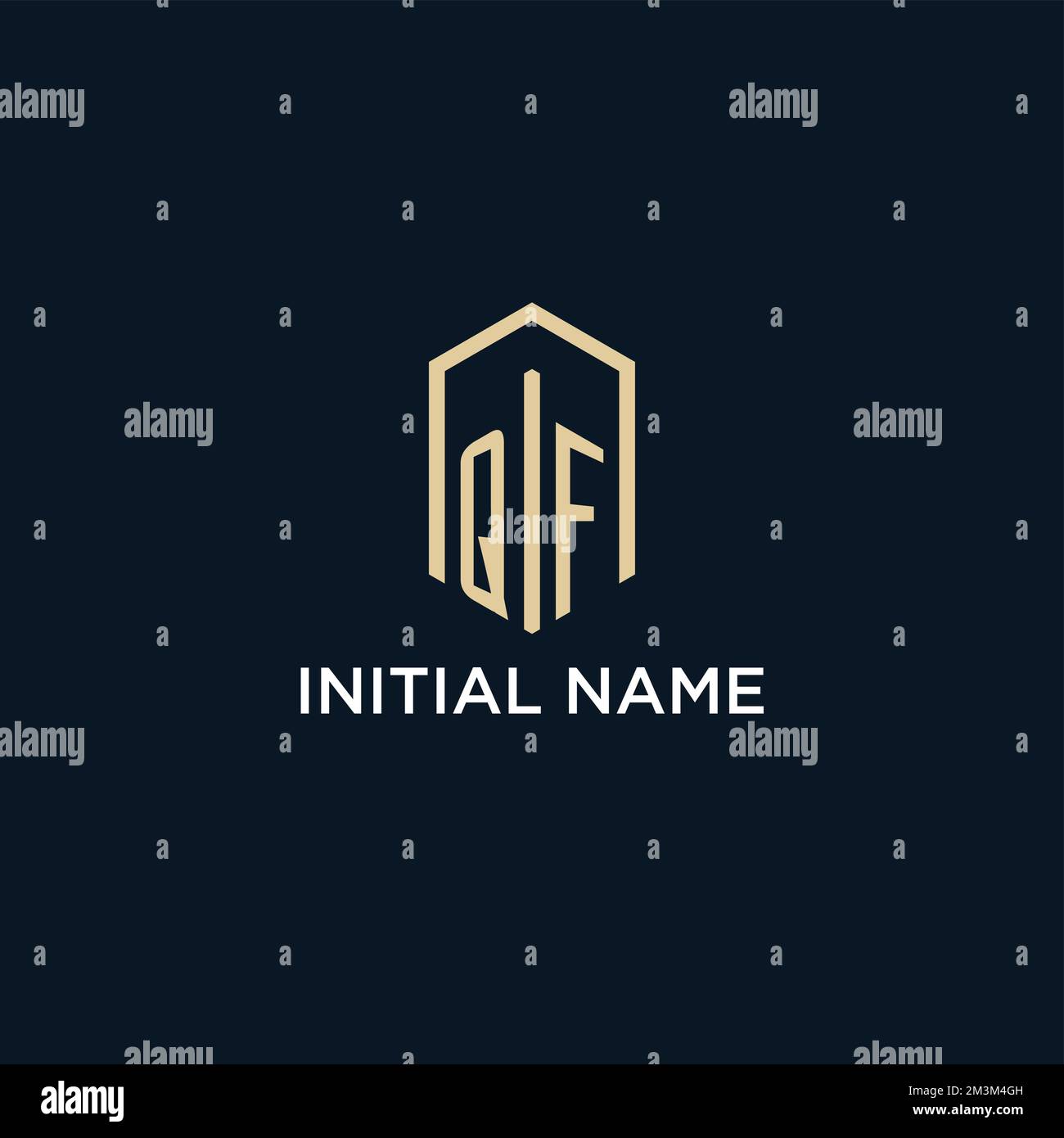 QF initial monogram logo with hexagonal shape style, real estate logo ...