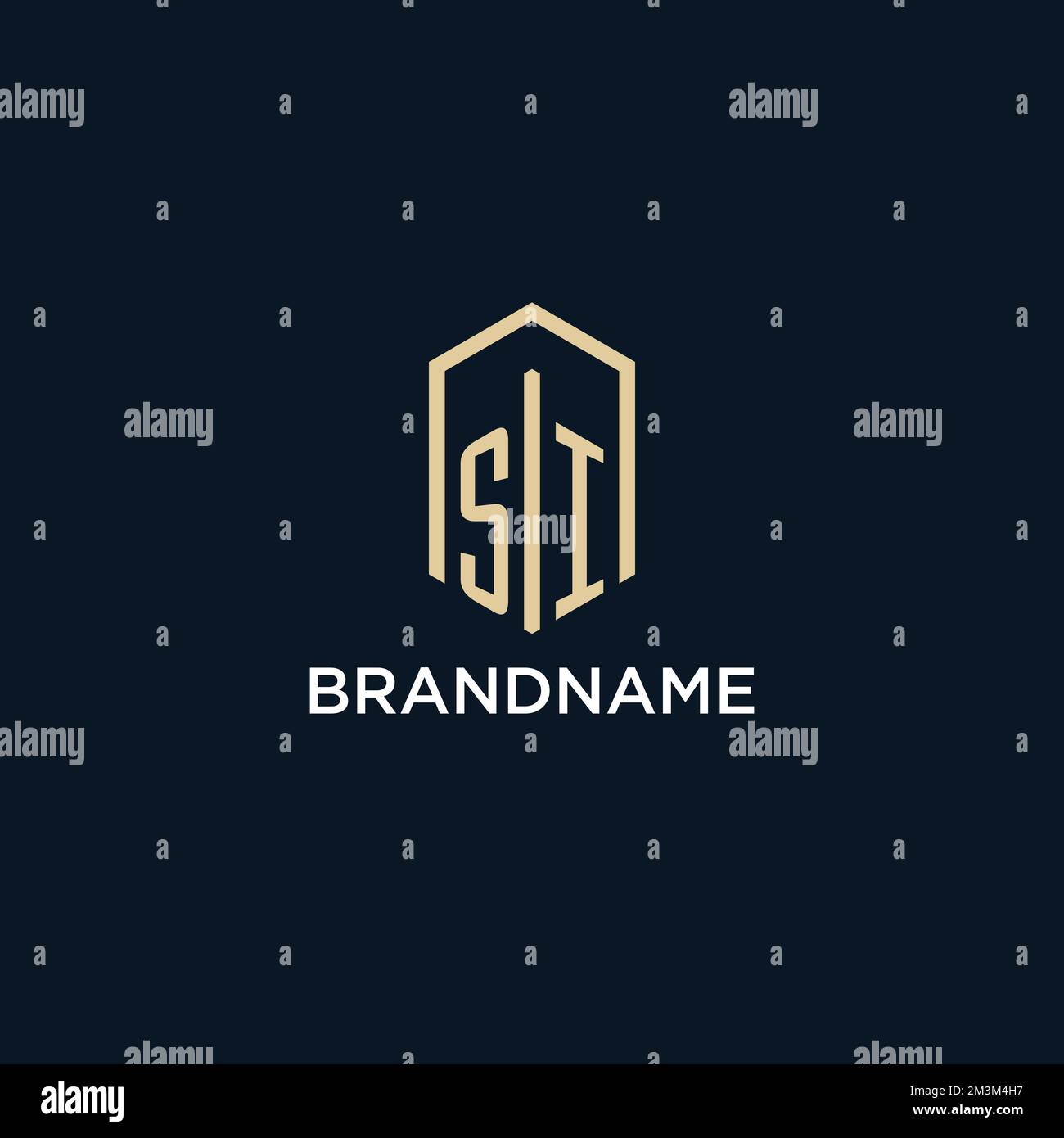 SI initial monogram logo with hexagonal shape style, real estate logo ...