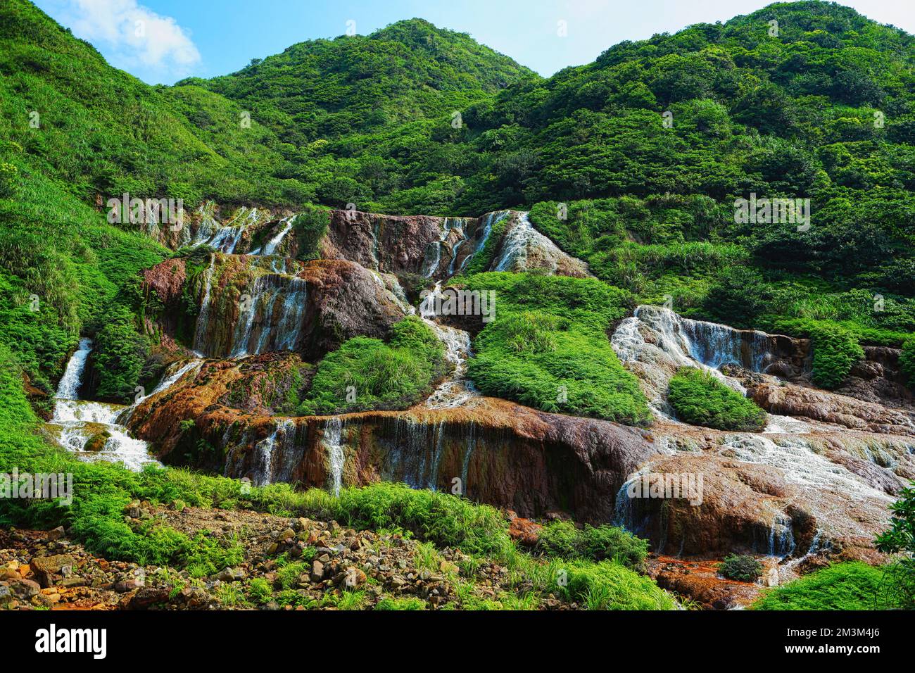 Golden Waterfall, formed by the interaction of groundwater and iron ...