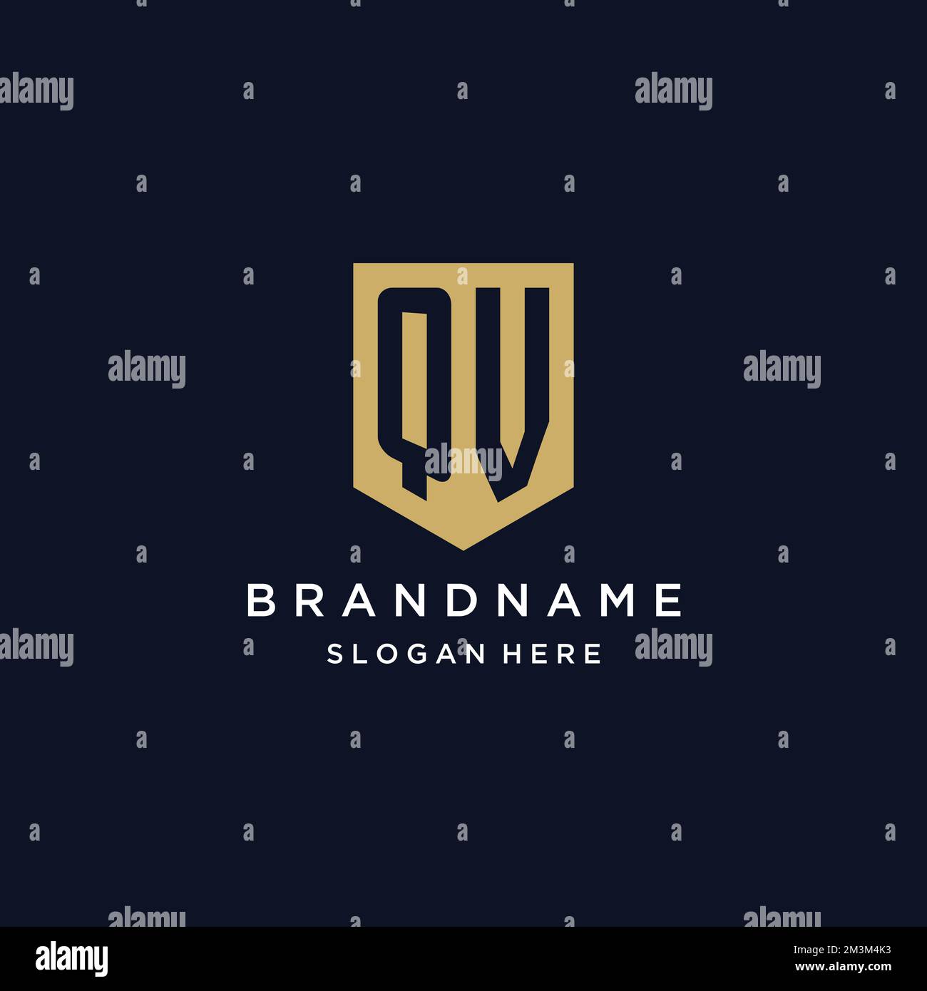 QV monogram initials logo design with shield icon template Stock Vector ...