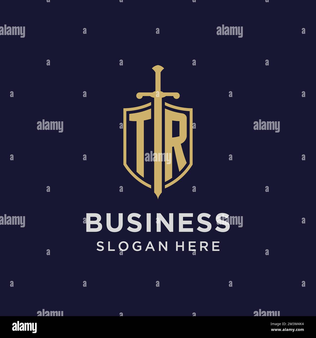 TR logo initial monogram with shield and sword design ideas Stock ...