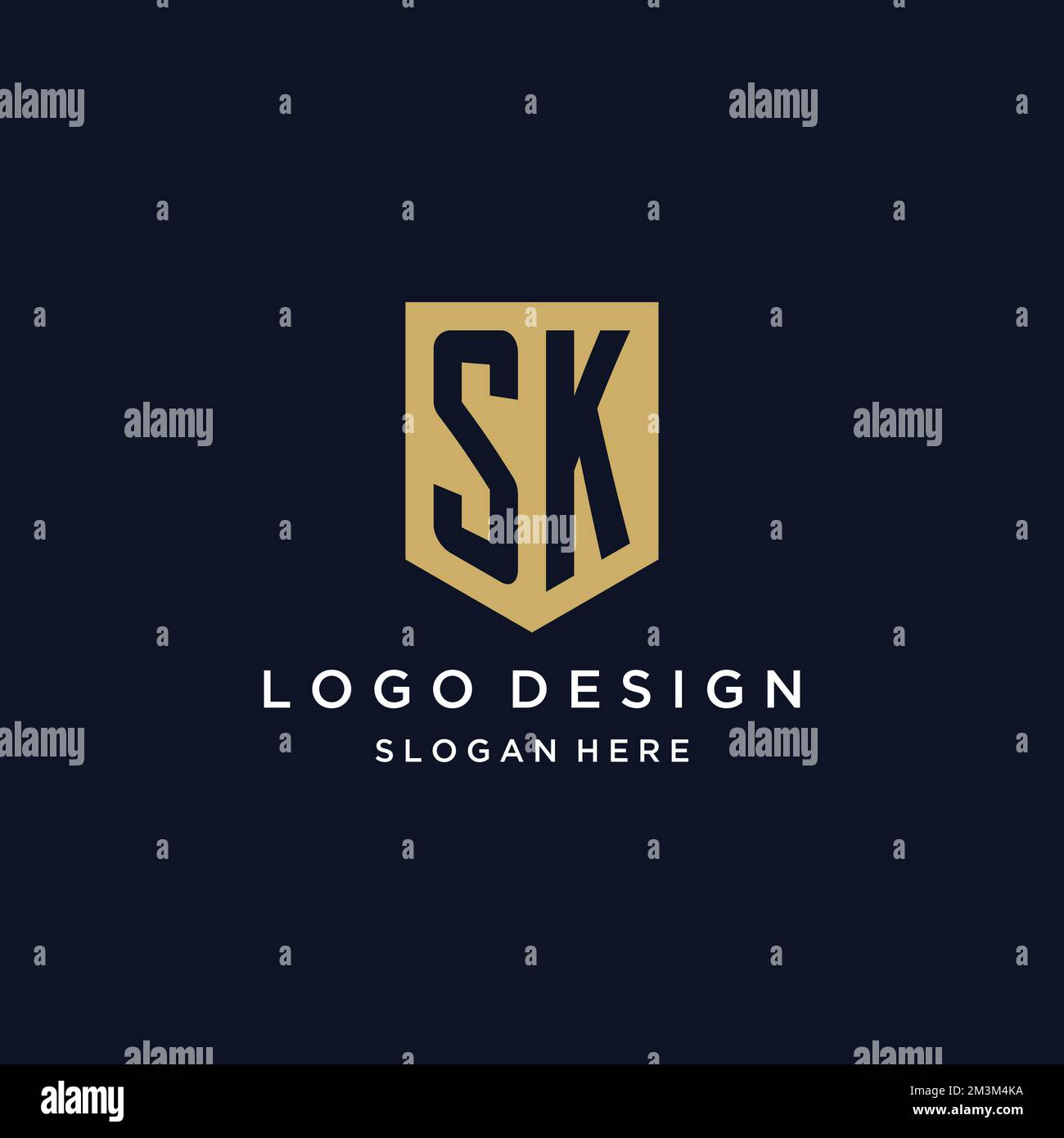 SK monogram initials logo design with shield icon template Stock Vector ...