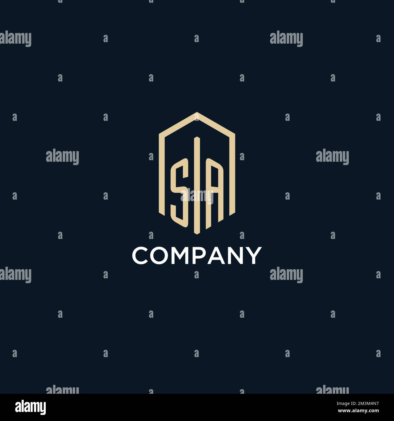 SA initial monogram logo with hexagonal shape style, real estate logo ...
