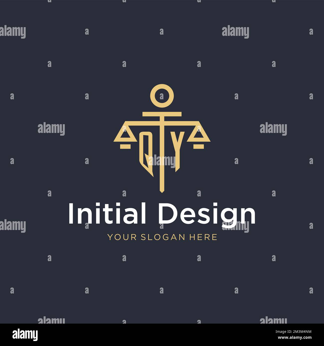 QY initial monogram logo with scale and pillar style design ideas Stock ...