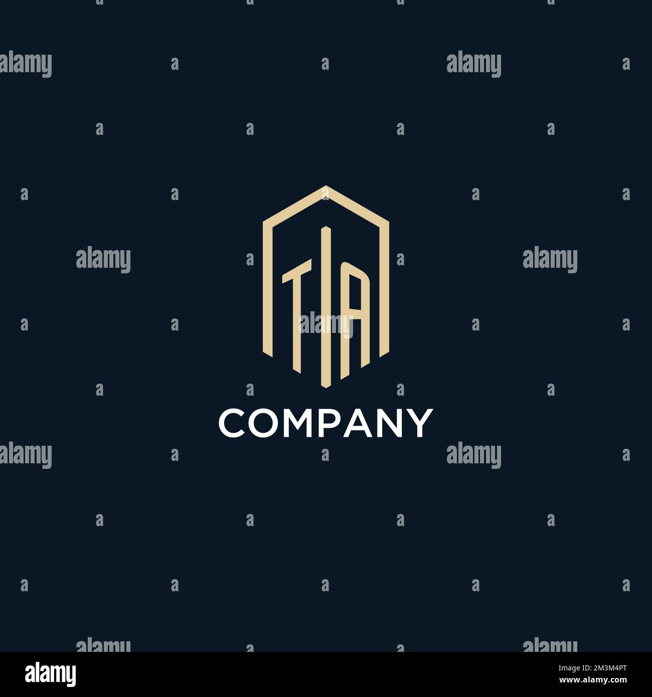 TA initial monogram logo with hexagonal shape style, real estate logo ...