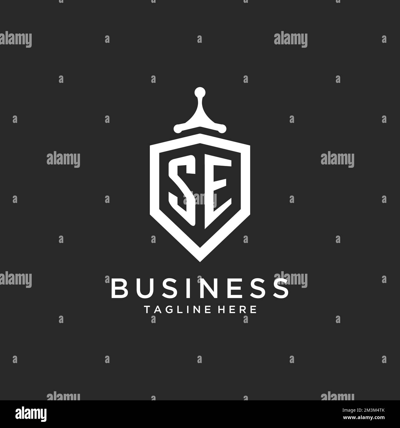 SE monogram logo initial with shield guard shape design ideas Stock ...