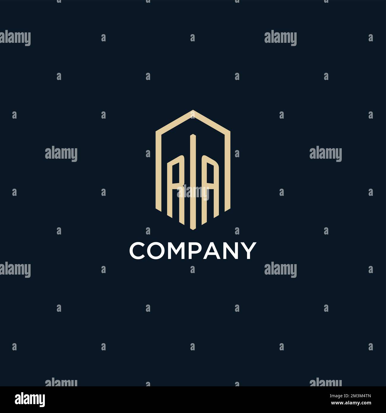 RA initial monogram logo with hexagonal shape style, real estate logo ...