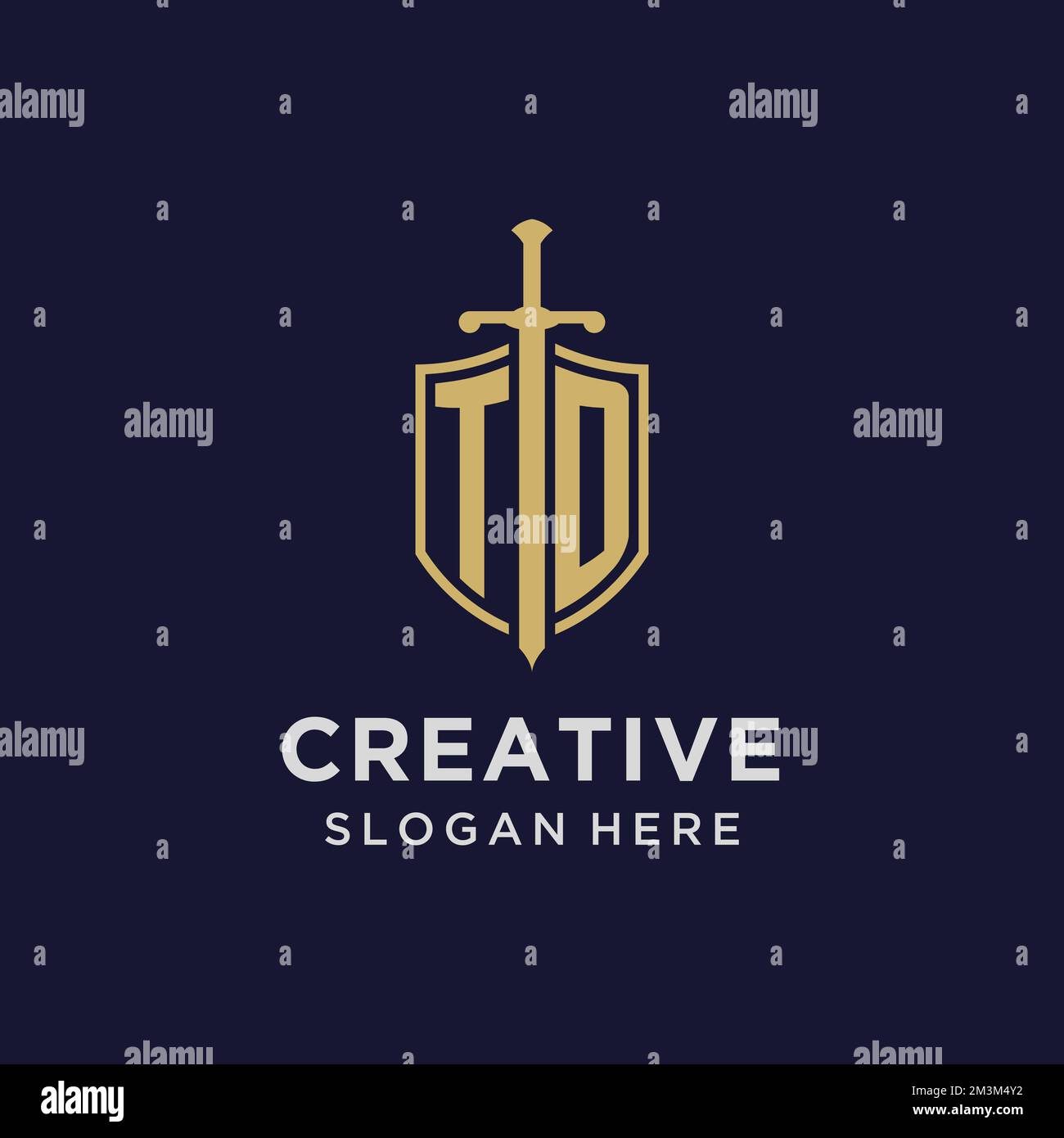TD logo initial monogram with shield and sword design ideas Stock ...