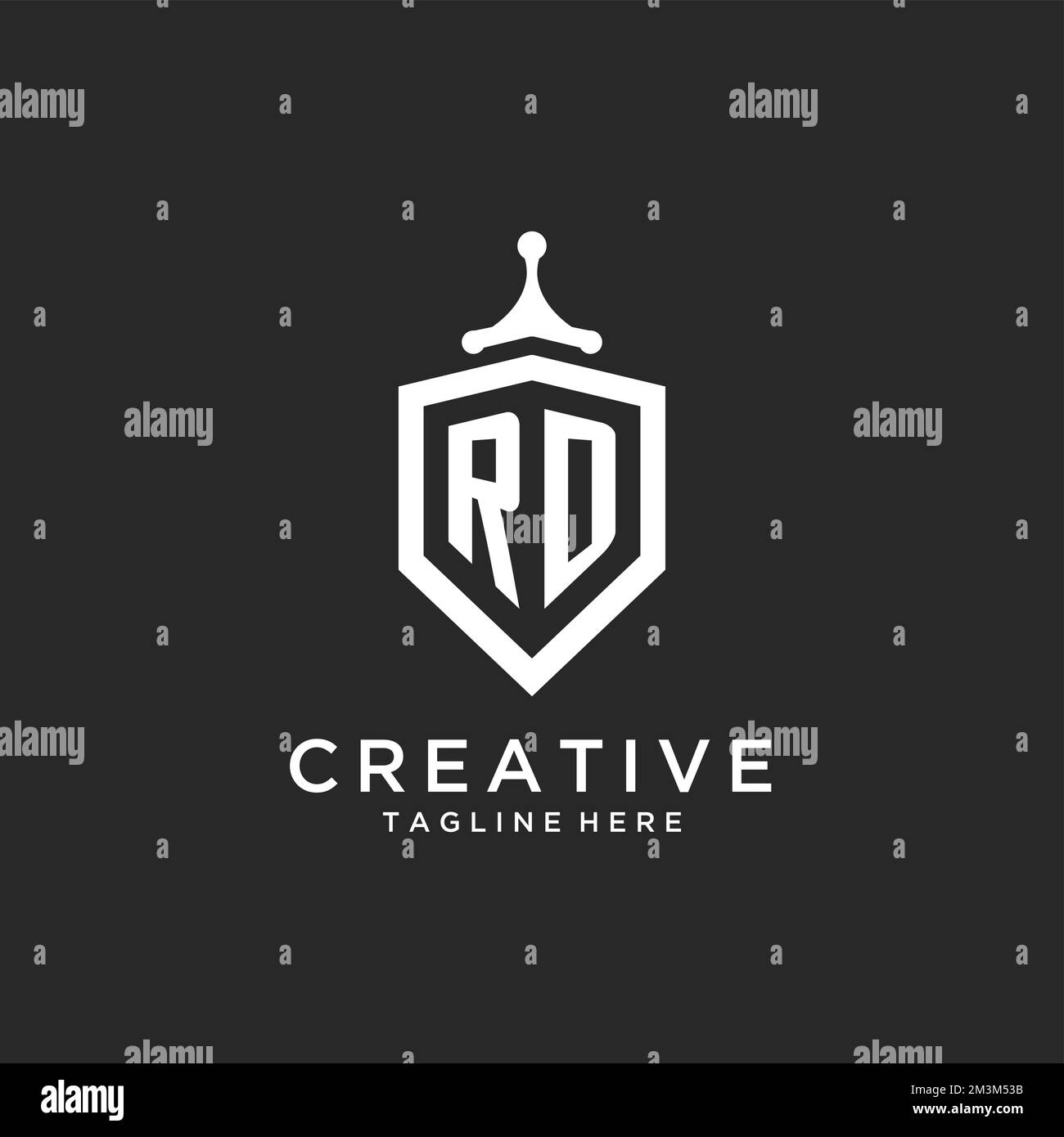 RD monogram logo initial with shield guard shape design ideas Stock ...