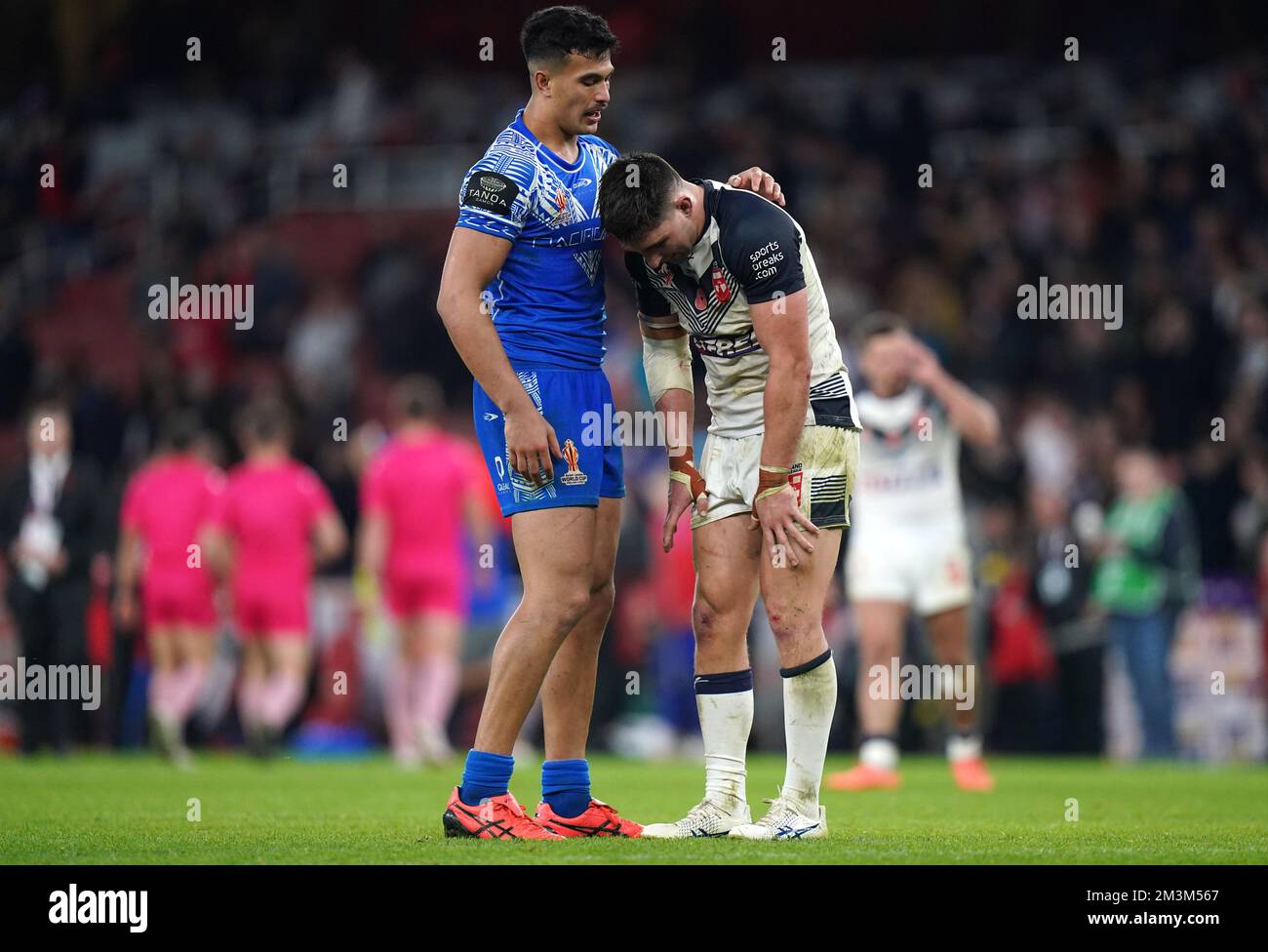 File photo dated 12-11-2022 of Samoa's Joseph Suaali'i consoles England ...
