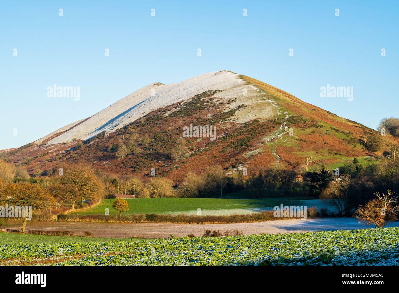 A light snow fall on the Lawley Hill in Church Stretton, a part of the ...