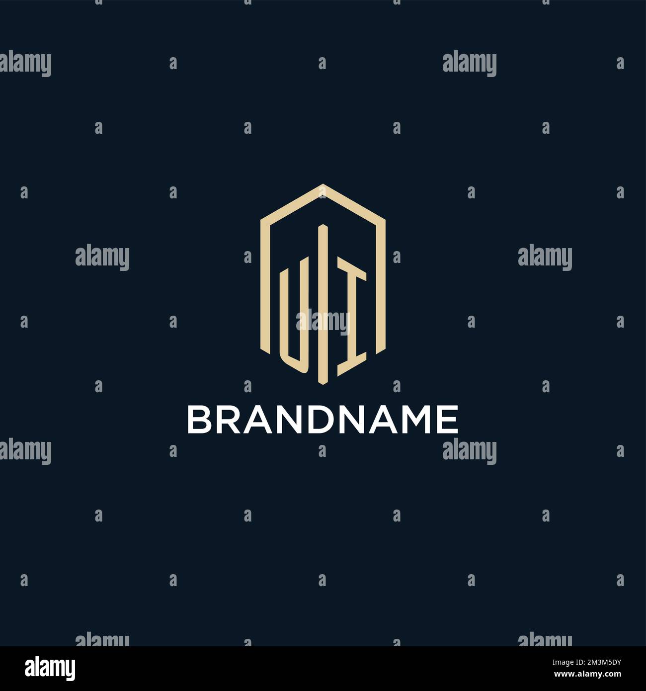 UI initial monogram logo with hexagonal shape style, real estate logo ...