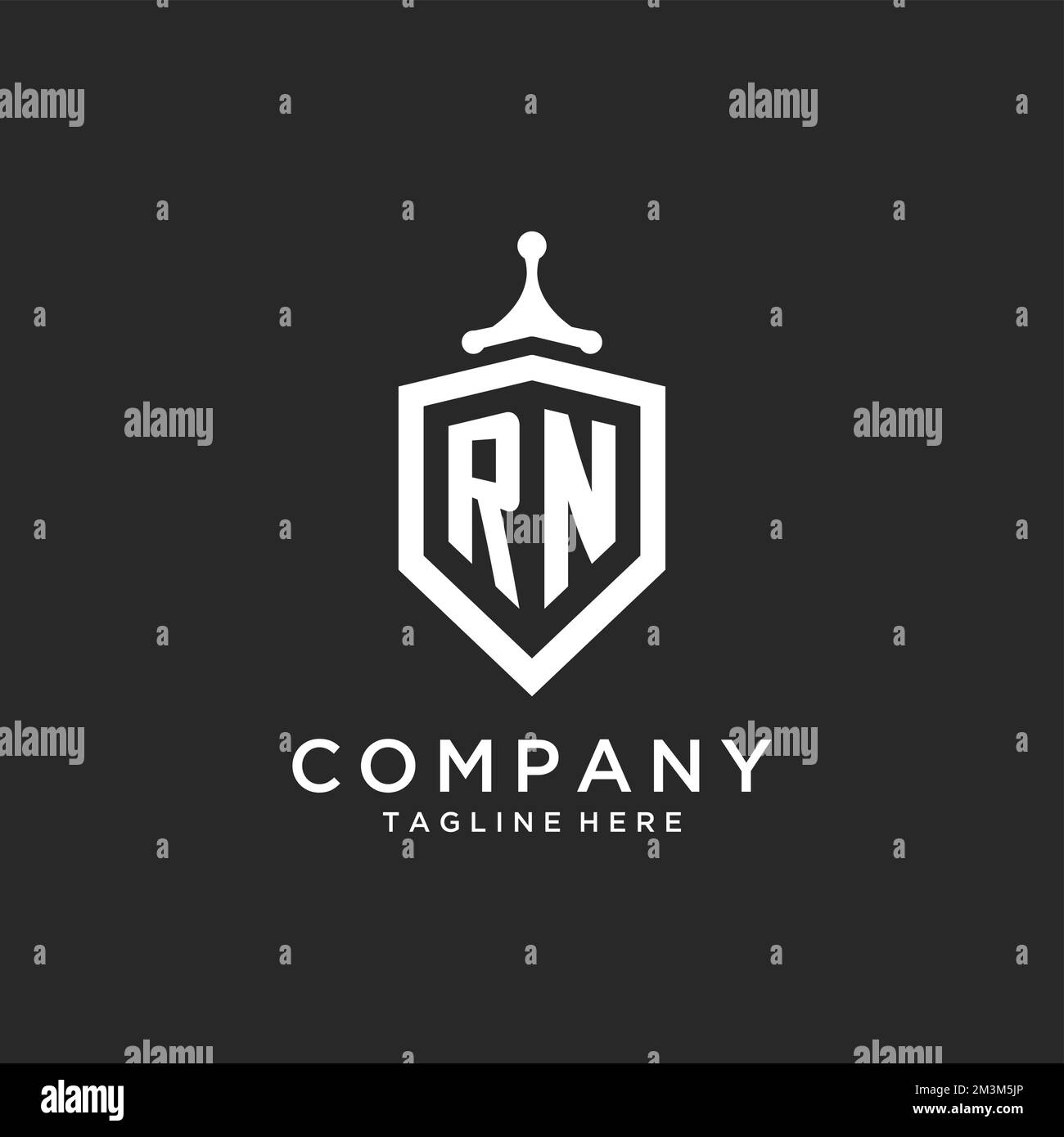 RN monogram logo initial with shield guard shape design ideas Stock ...