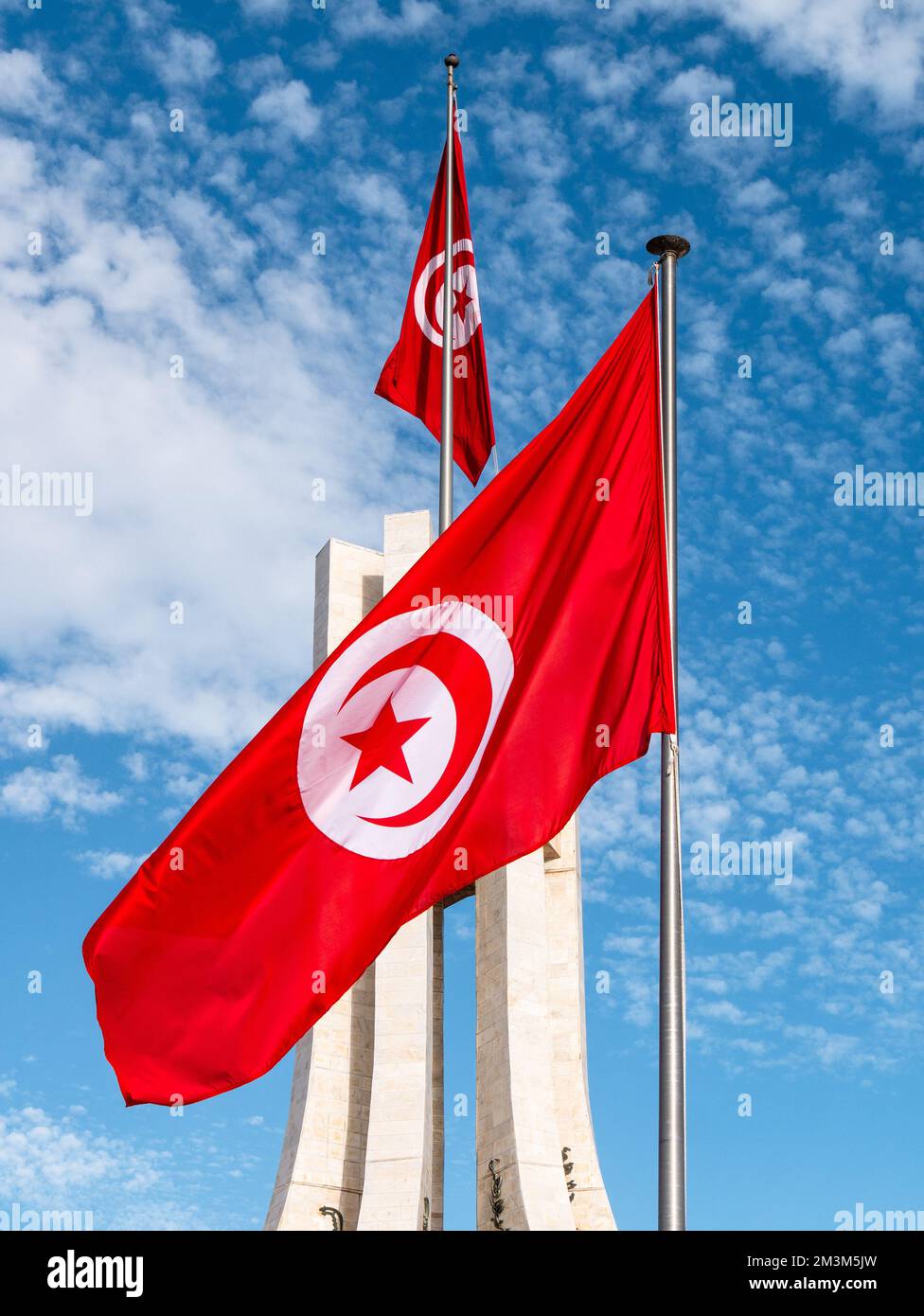 Tunisian Flags flying at the National Monument of the Kasbah Stock ...