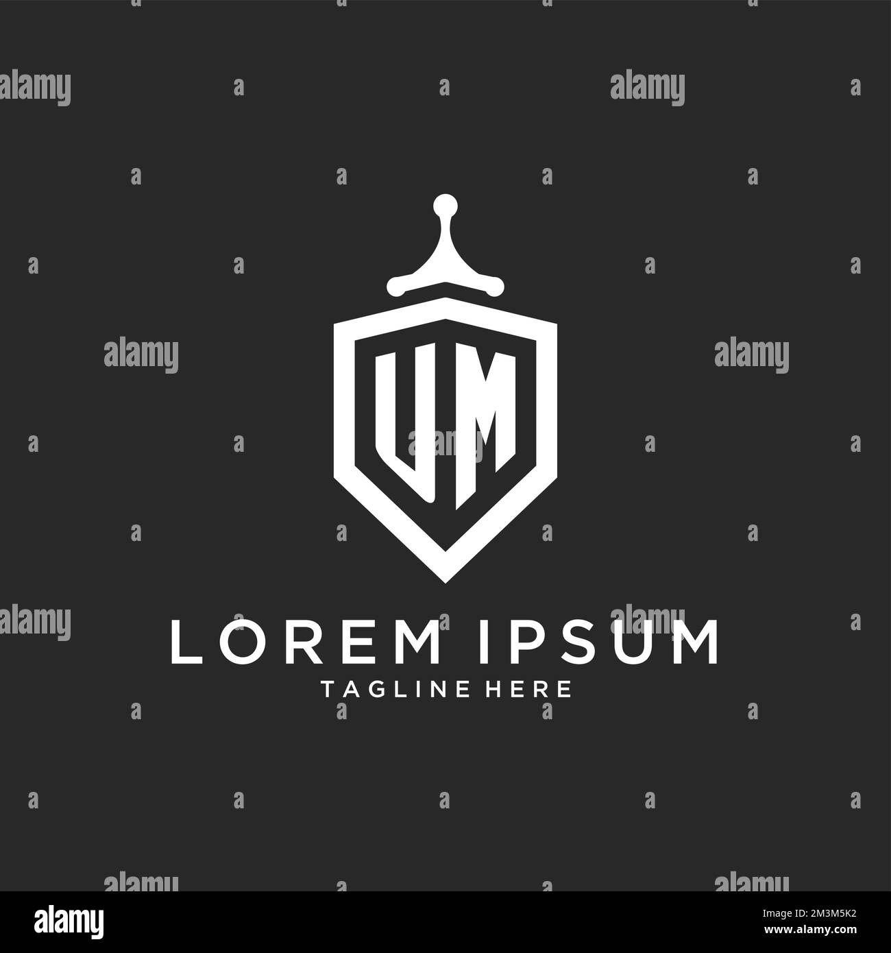 UM monogram logo initial with shield guard shape design ideas Stock ...