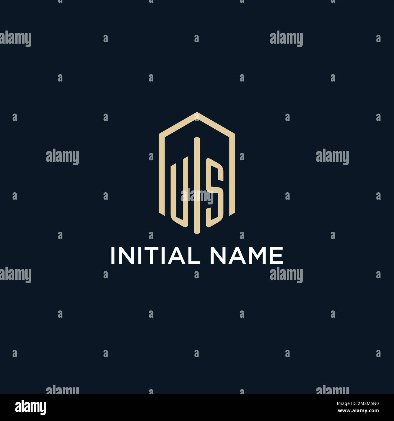 US initial monogram logo with hexagonal shape style, real estate logo ...
