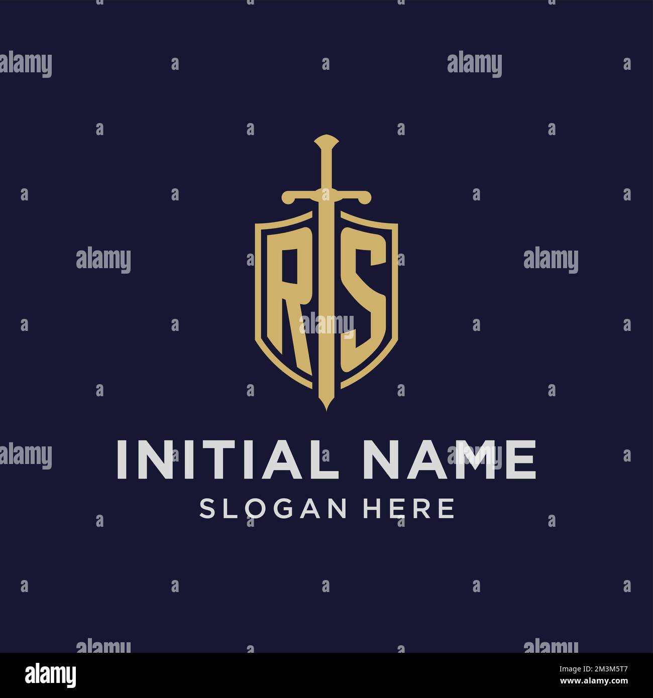 RS logo initial monogram with shield and sword design ideas Stock ...