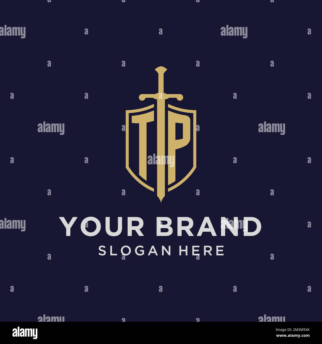TP logo initial monogram with shield and sword design ideas Stock ...